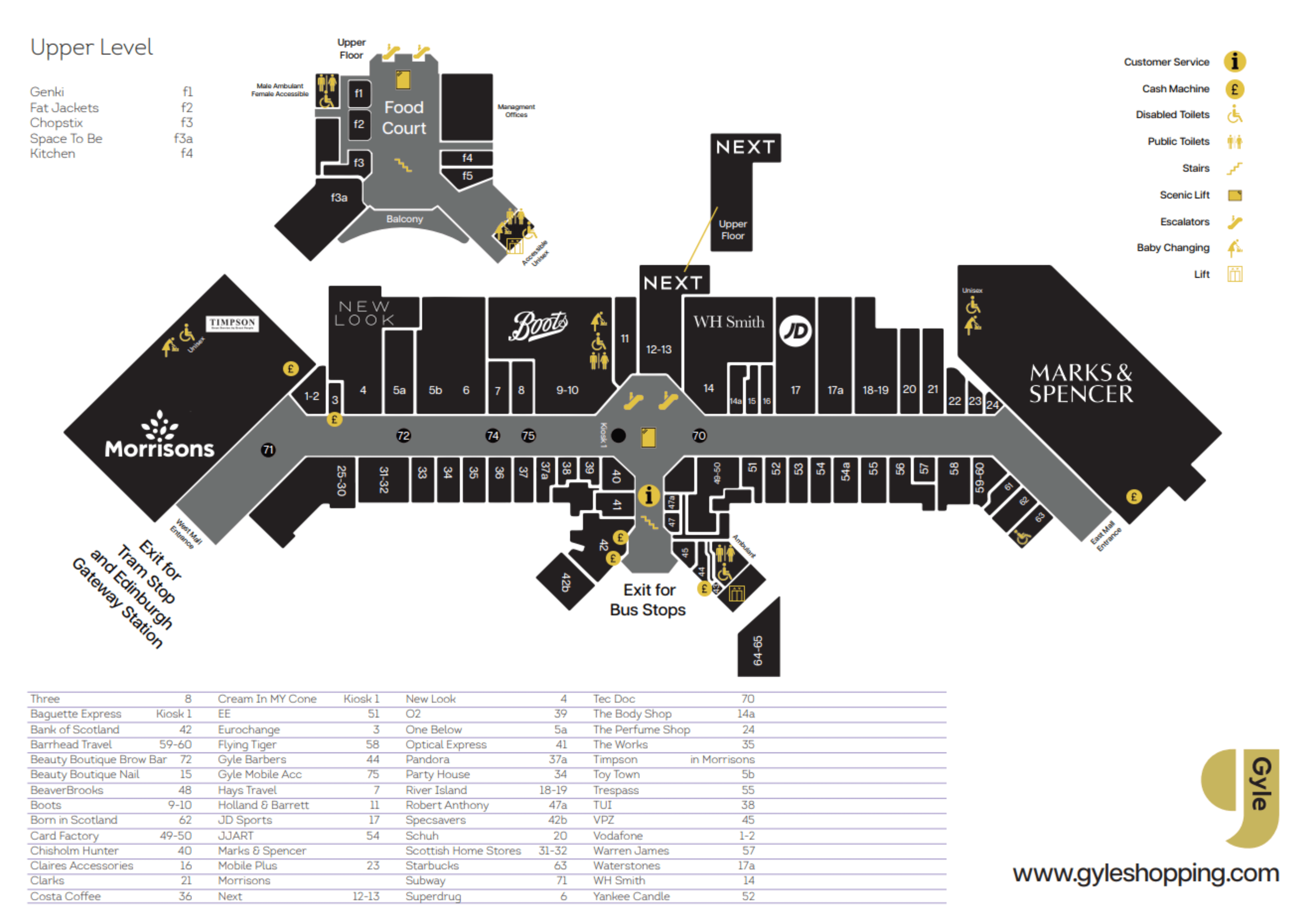 Centre Map - Visitor Info | Gyle Shopping Centre